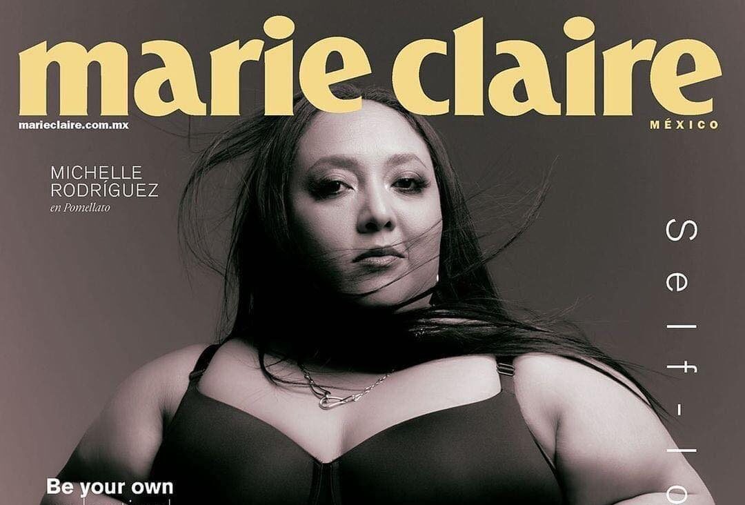 Muestra Michelle Rodríguez orgullosa sus curvas en portada de Marie Claire